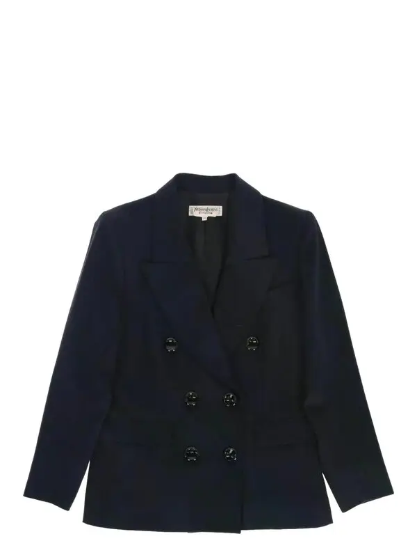 Saint Laurent Pre-owned 1970s Wool Double-breasted Blazer - Blue