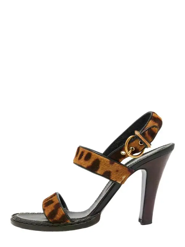 Saint Laurent 110mm Leopard Print Calf-hair Sandals - Brown