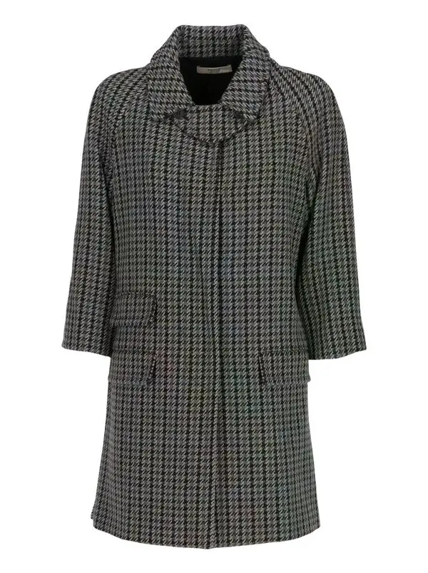 Prada 1990s Houndstooth Coat - Grey