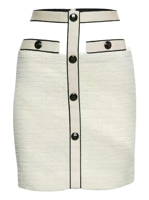 Maje Button-up Tweed Skirt - Neutrals