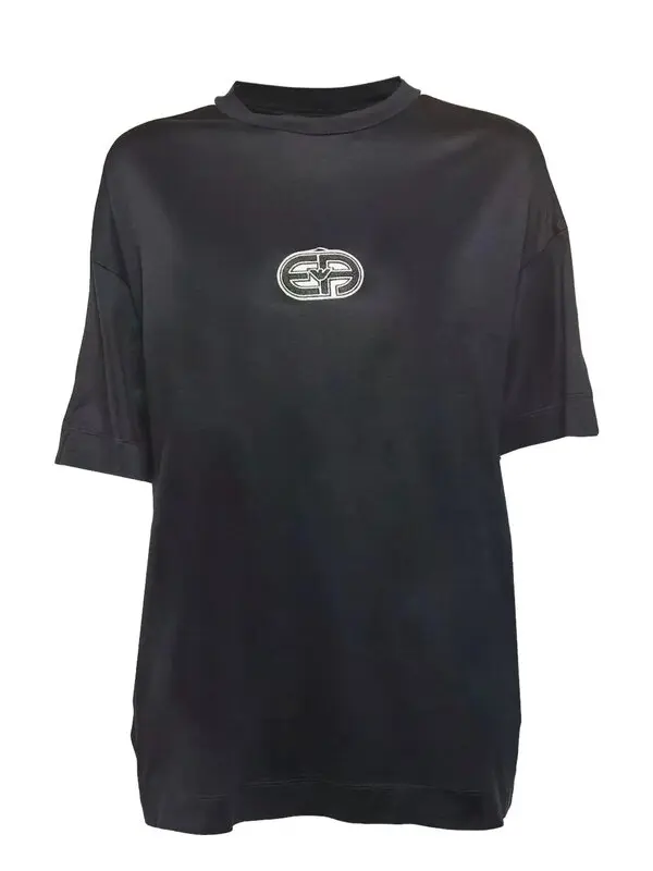 Emporio Armani Logo-embroidered T-shirt - Black