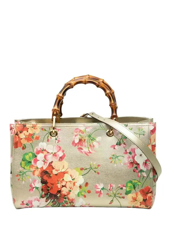Gucci Blooms Bamboo Shopper Satchel - Grey