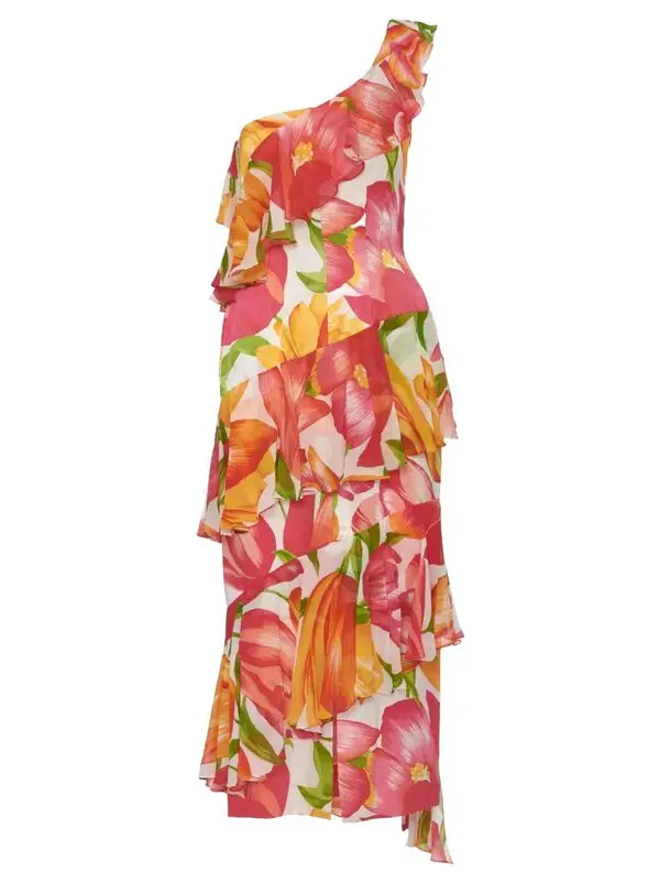 André Laug Floral-print Silk Dress - Red