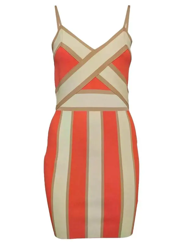 Elisabetta Franchi Bandage Striped Mini Dress - Orange