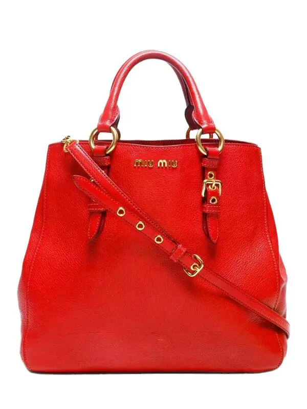 Miu Miu Leather Tote Bag - Red