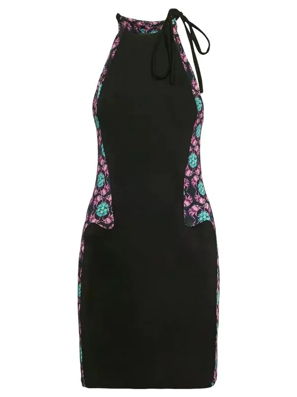 Just Cavalli Floral-print Halterneck Mini Dress - Black
