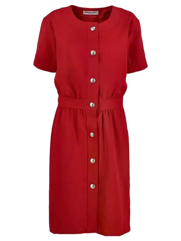 Saint Laurent Short-sleeve Button-front Midi Dress - Red