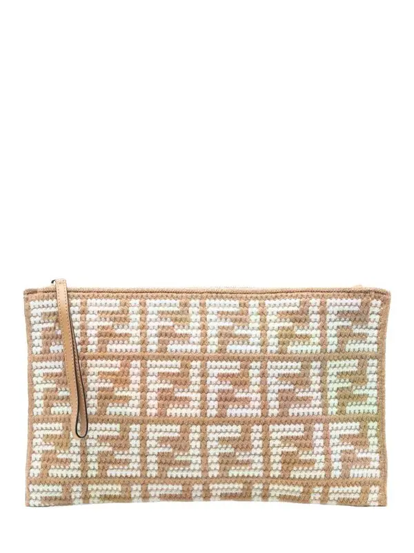 Fendi Zucca Cashmere Clutch Bag - Brown
