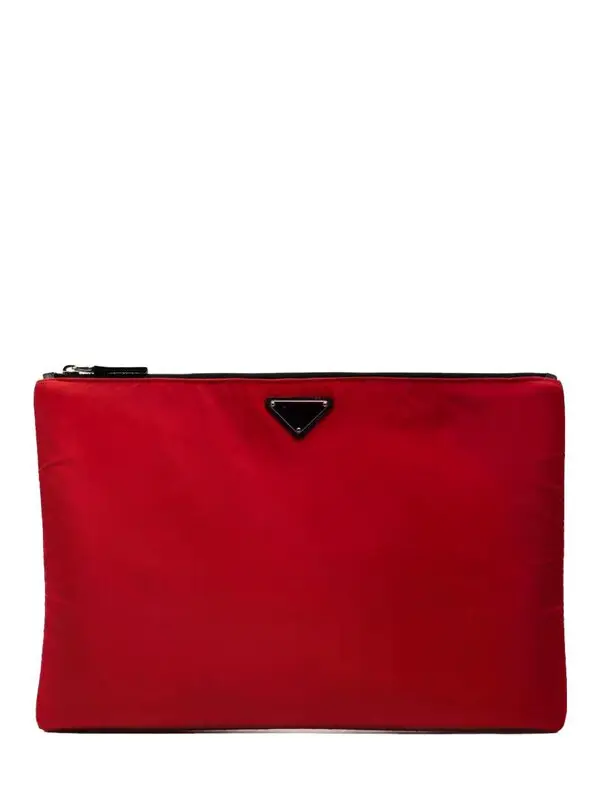 Prada Tessuto Soft Zip Clutch Bag - Red
