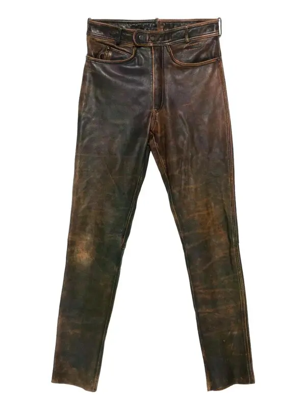 A.N.G.E.L.O. VINTAGE CULT 1990s Leather Straight-leg Trousers - Brown