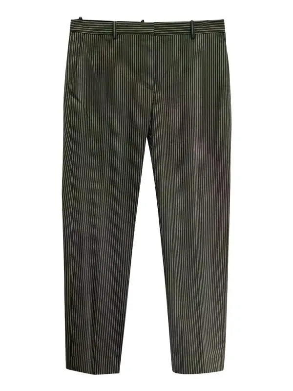 Theory Striped Straight-leg Trousers - Black