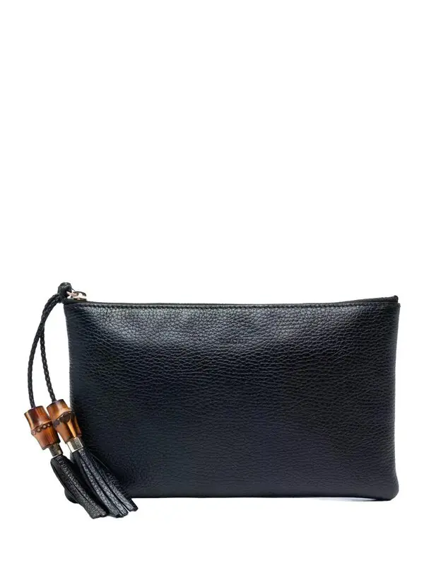Gucci Calfskin Bamboo Clutch Bag - Black
