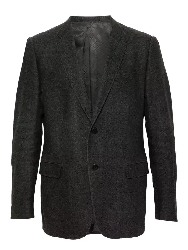 Gucci 2000s Elbow-patch Notched Lapels Blazer - Grey