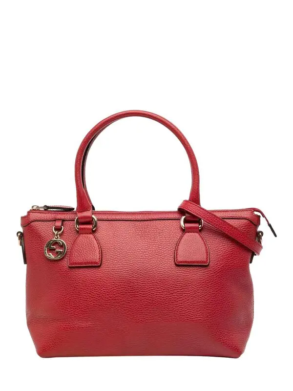 Gucci Calfskin Gg Charm Satchel - Red