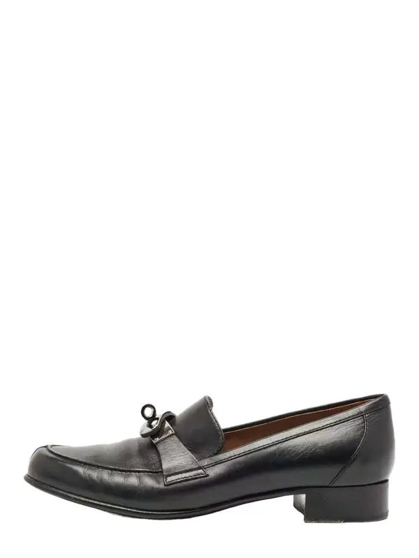 Hermès Lock-detail Leather Loafers - Black