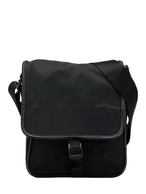 Prada Tessuto Buckle Messenger Bag - Black