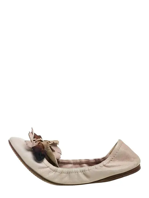 Miu Miu Leather Petal Ballet Flats - Neutrals