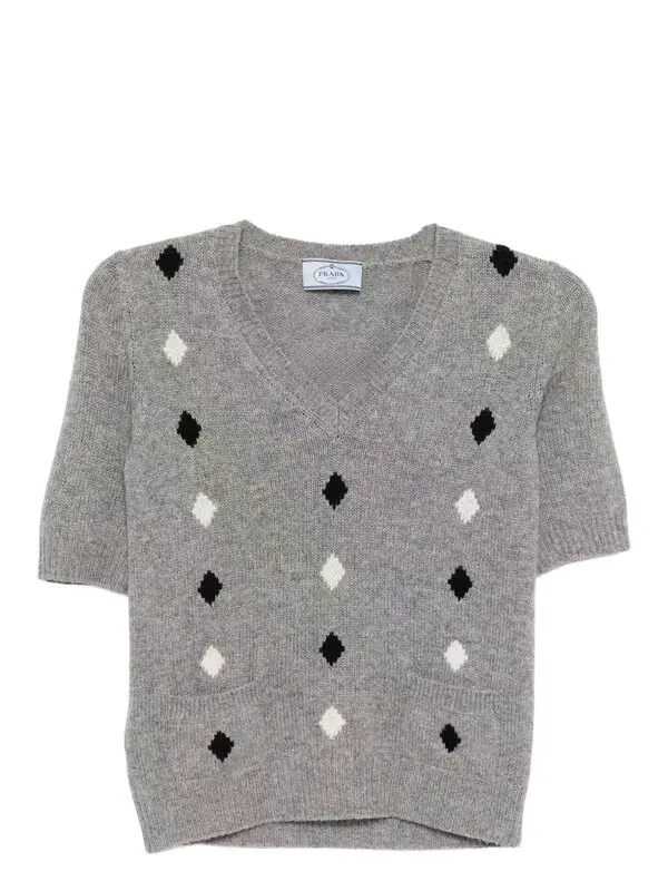 Prada Diamond-pattern Top - Grey