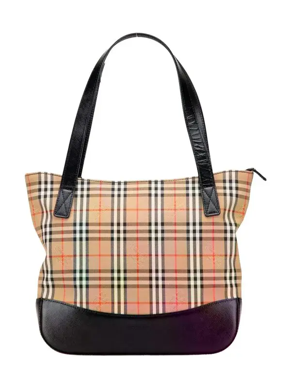 Burberry Haymarket Check Canvas Tote Bag - Brown