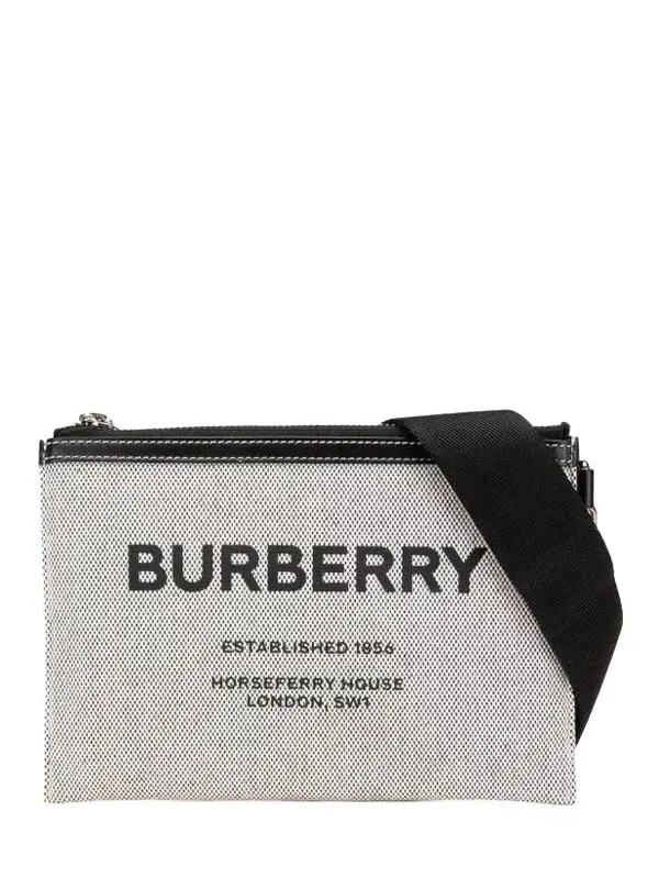 Burberry Canvas Horseferry Print Callum Crossbody Bag - Grey