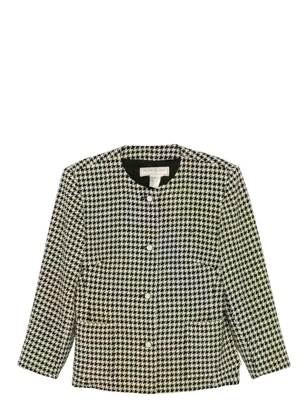 Saint Laurent Pre-owned 1980s Houndstooth Jacket - Black