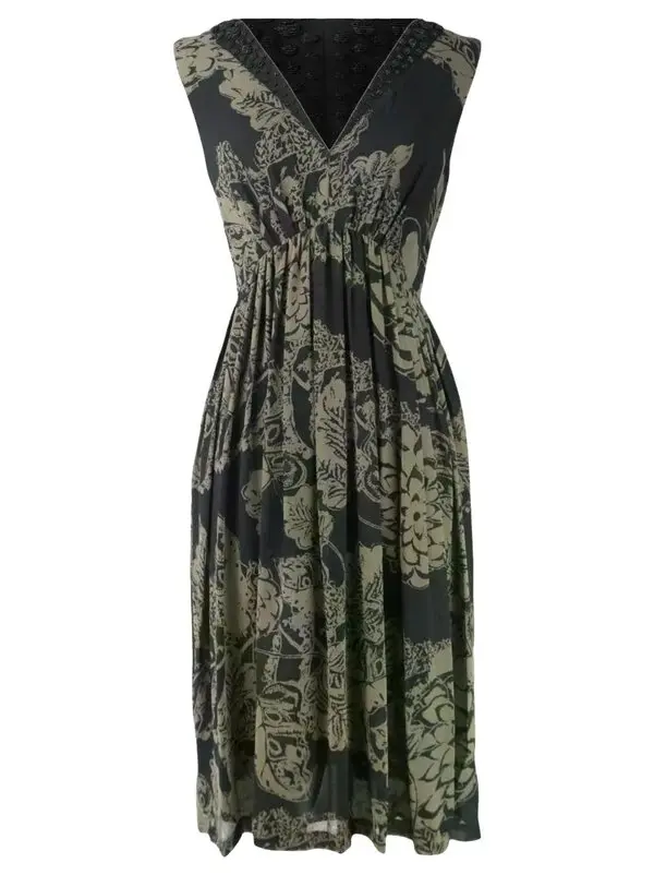 Etro Embroidered V-neck Dress - Black