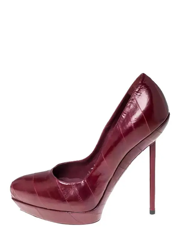 Saint Laurent 105mm Divine Leather Platform Pumps - Red