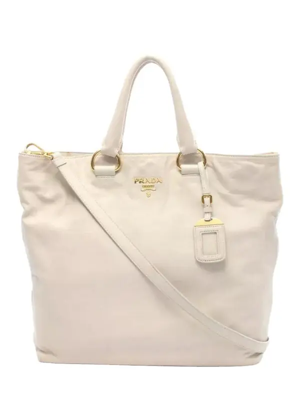 Prada Leather Tote Bag - Neutrals