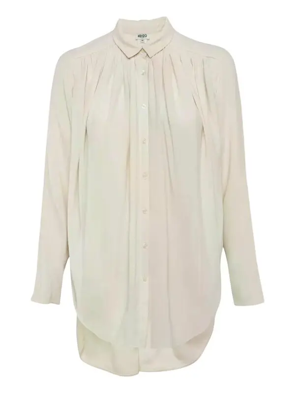 Kenzo Pleated Satin Blouse - Neutrals
