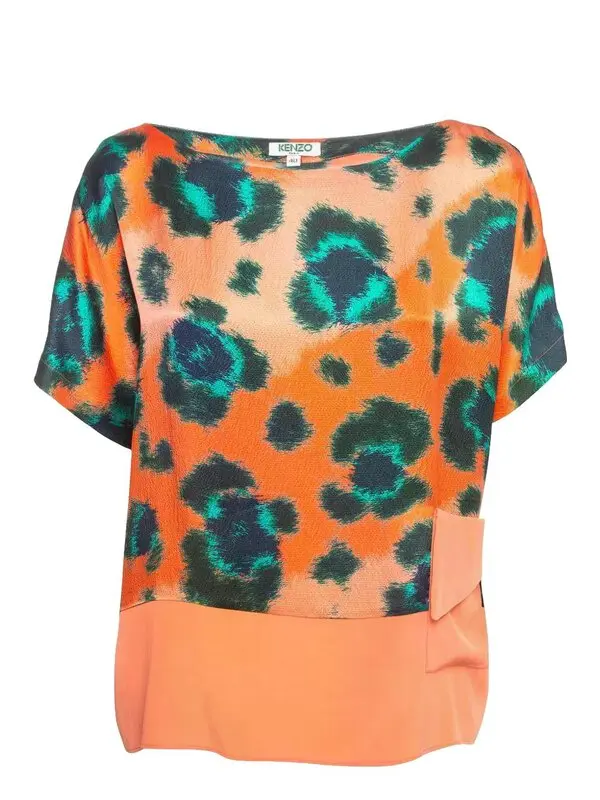Kenzo Leopard-print Pocket Top - Orange