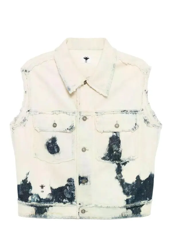 Dior Tie-dye Printed Denim Vest - White