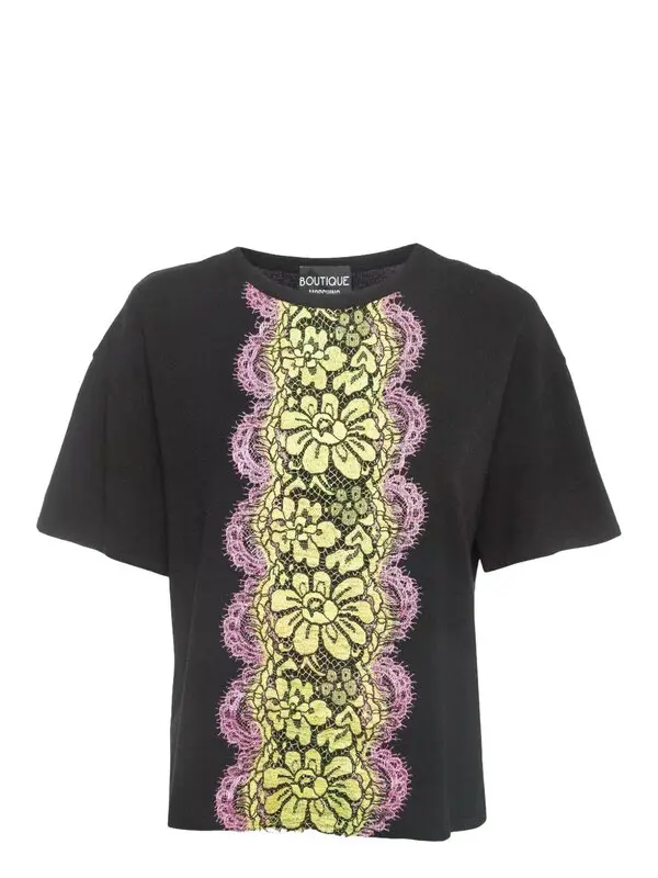 Moschino Lace-detail T-shirt - Black
