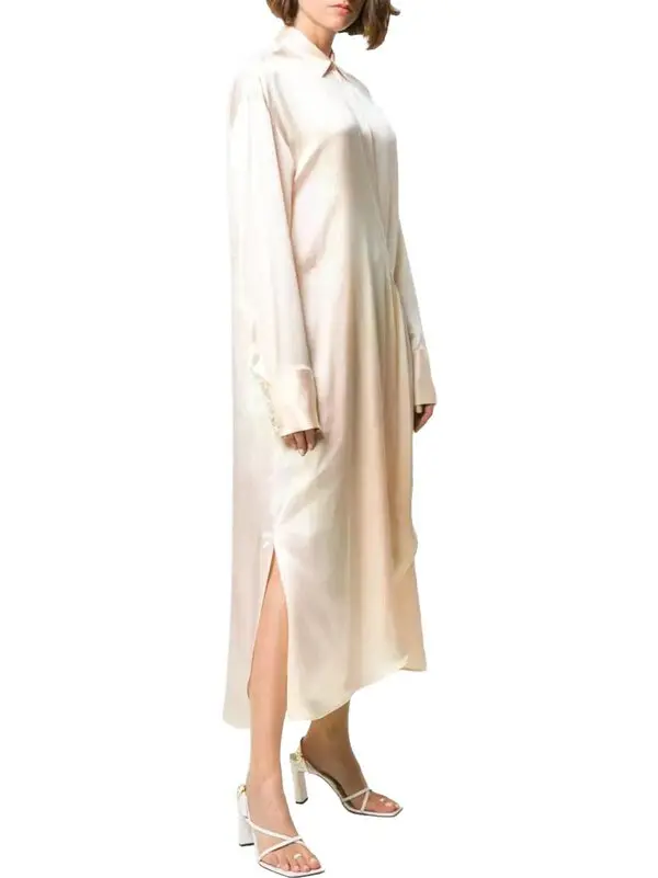 JIL SANDER Asymmetric Silk Shirt Dress - Neutrals