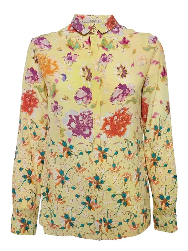 Etro Floral-print Silk Shirt - Yellow
