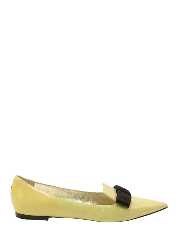JIMMY CHOO Gala Bow-detail Patent-leather Ballet Flats - Yellow