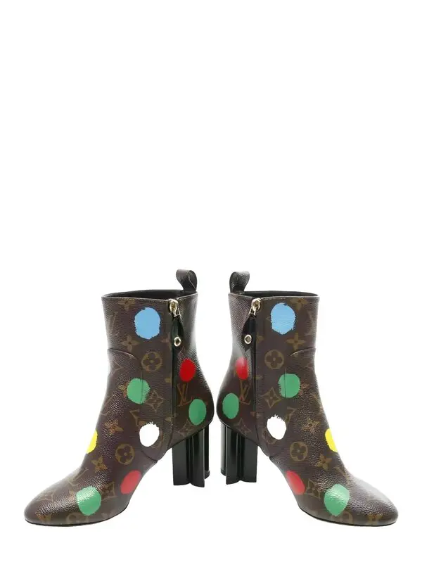 LOUIS VUITTON X Yayoi Kusama Monogram Polka-dot Ankle Boots - Brown