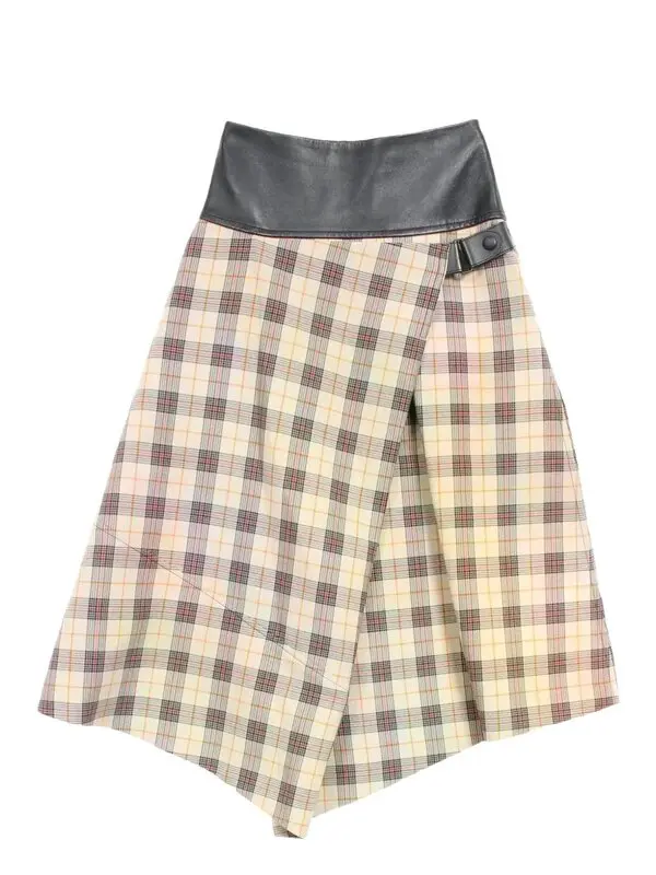 LOUIS VUITTON 2010s Checked Wool-blend Skirt - Neutrals