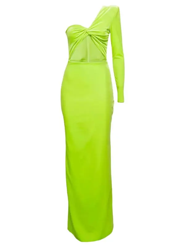 Alex Perry One-shoulder Velvet Maxi Dress - Green