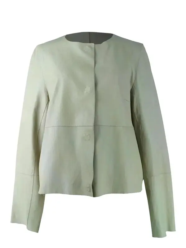 YVES SALOMON Button-fastening Leather Jacket - Neutrals