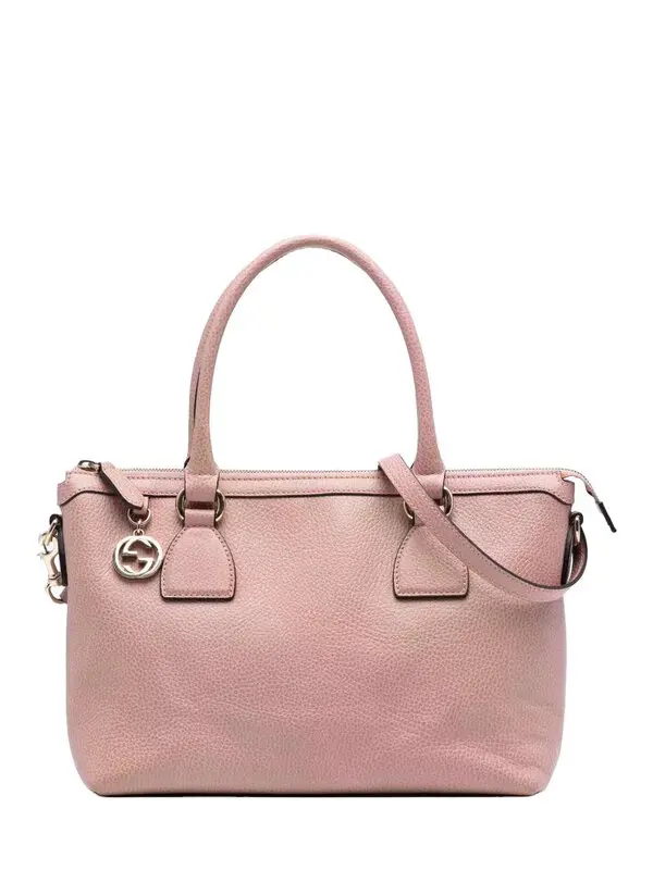 Gucci Calfskin Gg Charm Satchel - Pink