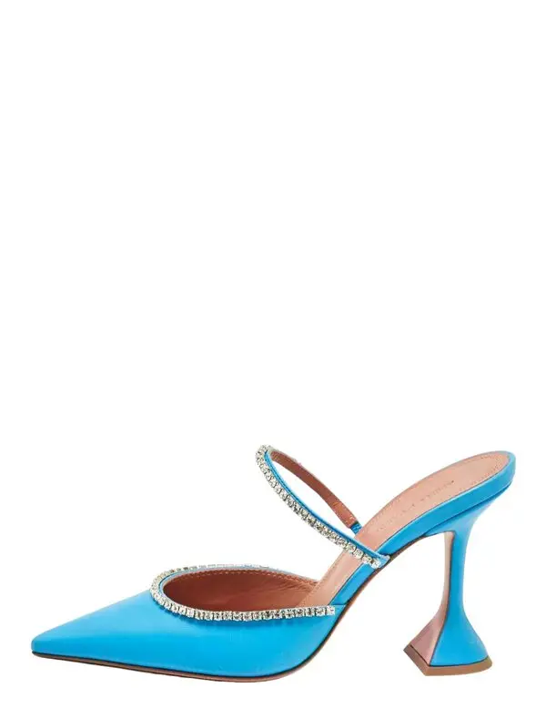Amina Muaddi Rhinestone-embellished Pointed Mules - Blue