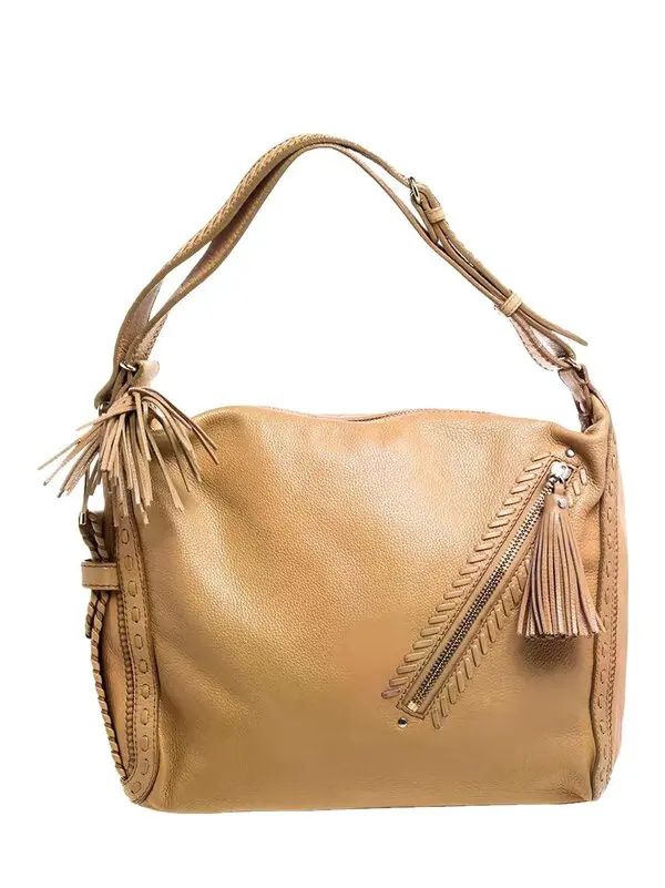 JIMMY CHOO Lily Tassel Leather Shoulder Bag - Neutrals