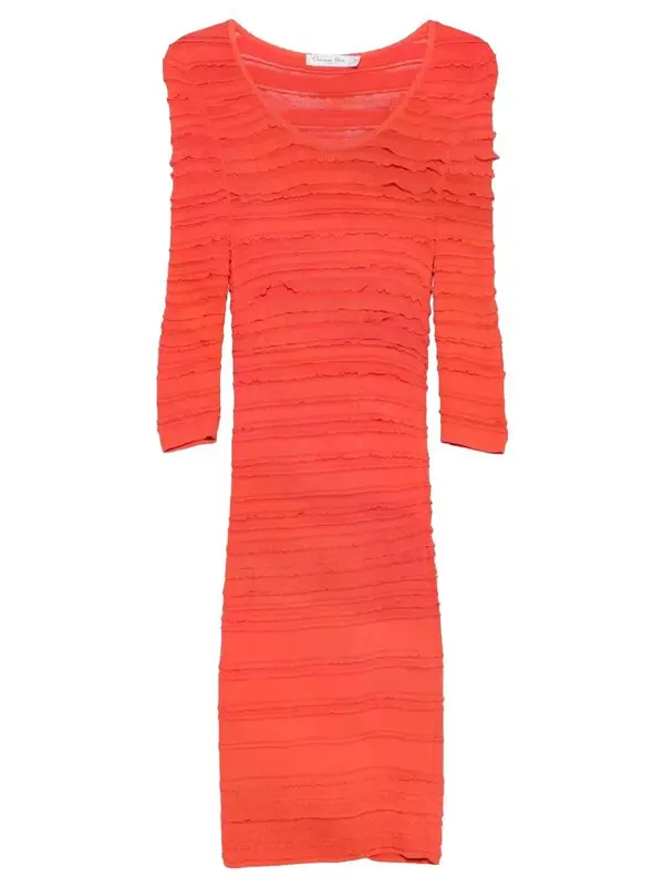 Dior Ruffle-detail Midi Dress - Orange