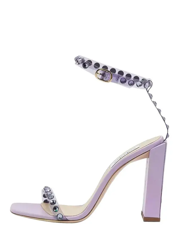 Sarah & Sebastian 110mm Sebastian Crystal-embellished Leather Sandals - Purple