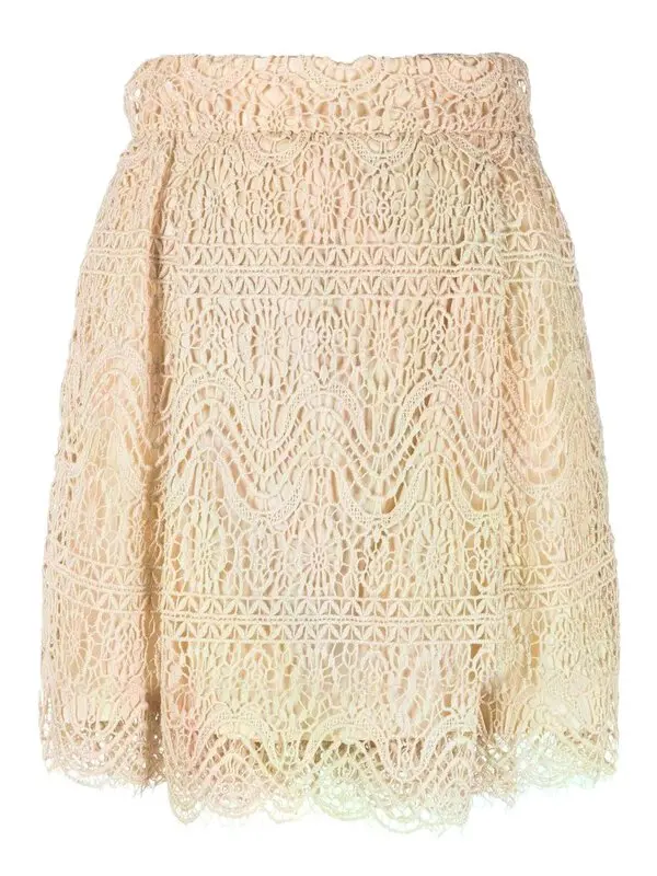 Valentino Garavani Lace-detailed A-line Skirt - Neutrals