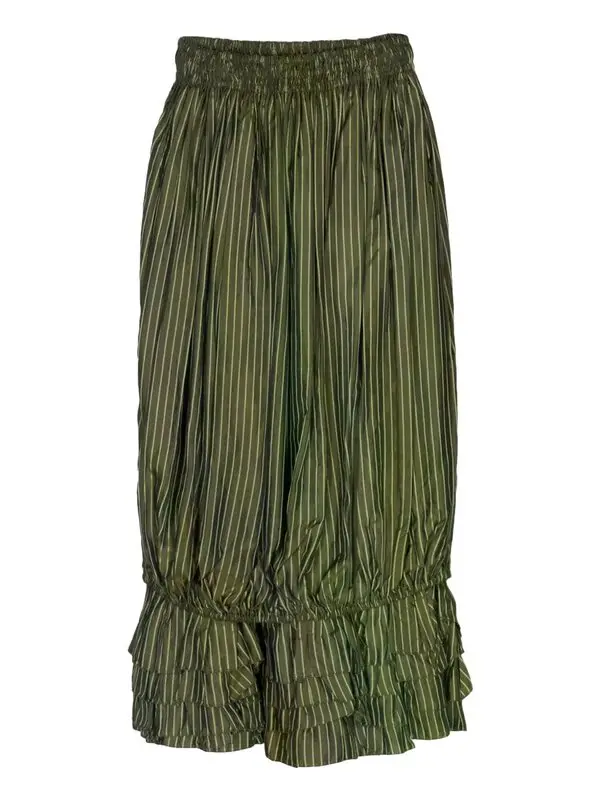 Jean Paul Gaultier 1990s Stripe-print Fluted Skirt - Green