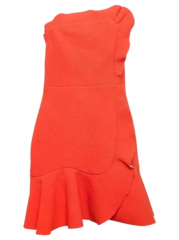 Sandro Textured Ruffled Mini Dress - Orange