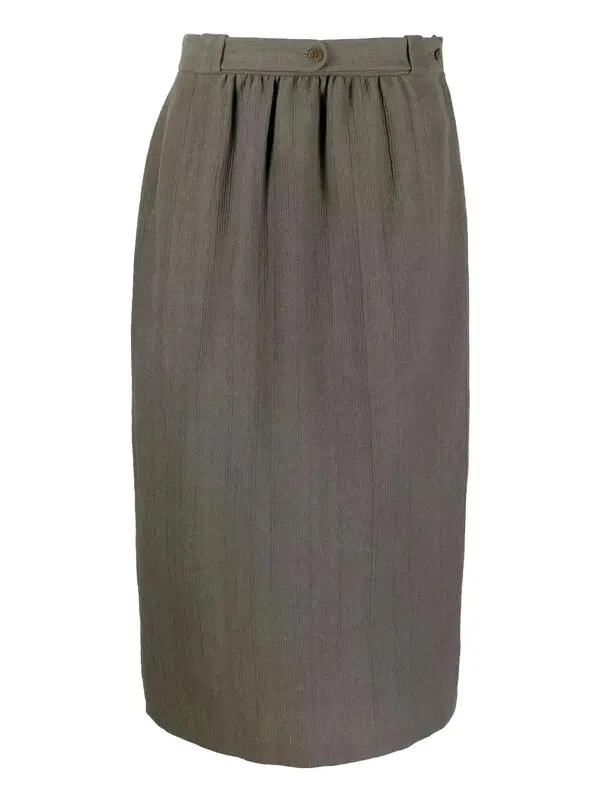 Giorgio Armani 1980s Gathered Detailing Straight-cut Skirt - Grey