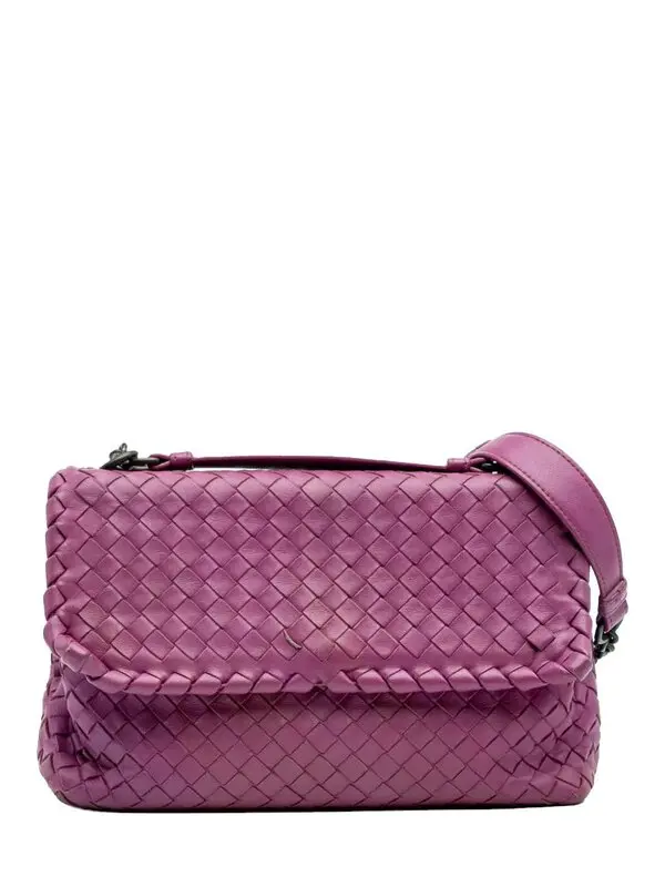 Bottega Veneta Small Nappa Intrecciato Olympia Shoulder Bag - Purple