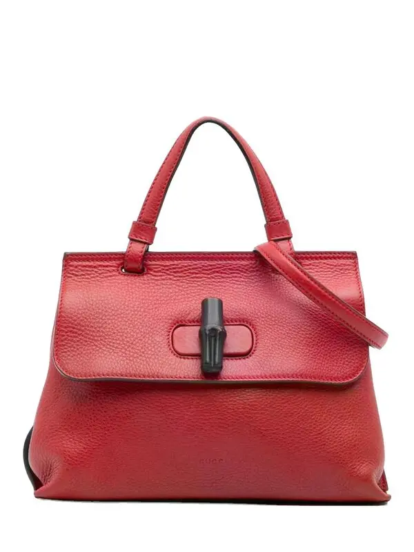Gucci Leather Bamboo Daily Satchel - Red